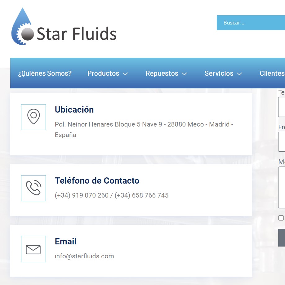 Página de Contacto | Star Fluids (Madrid)